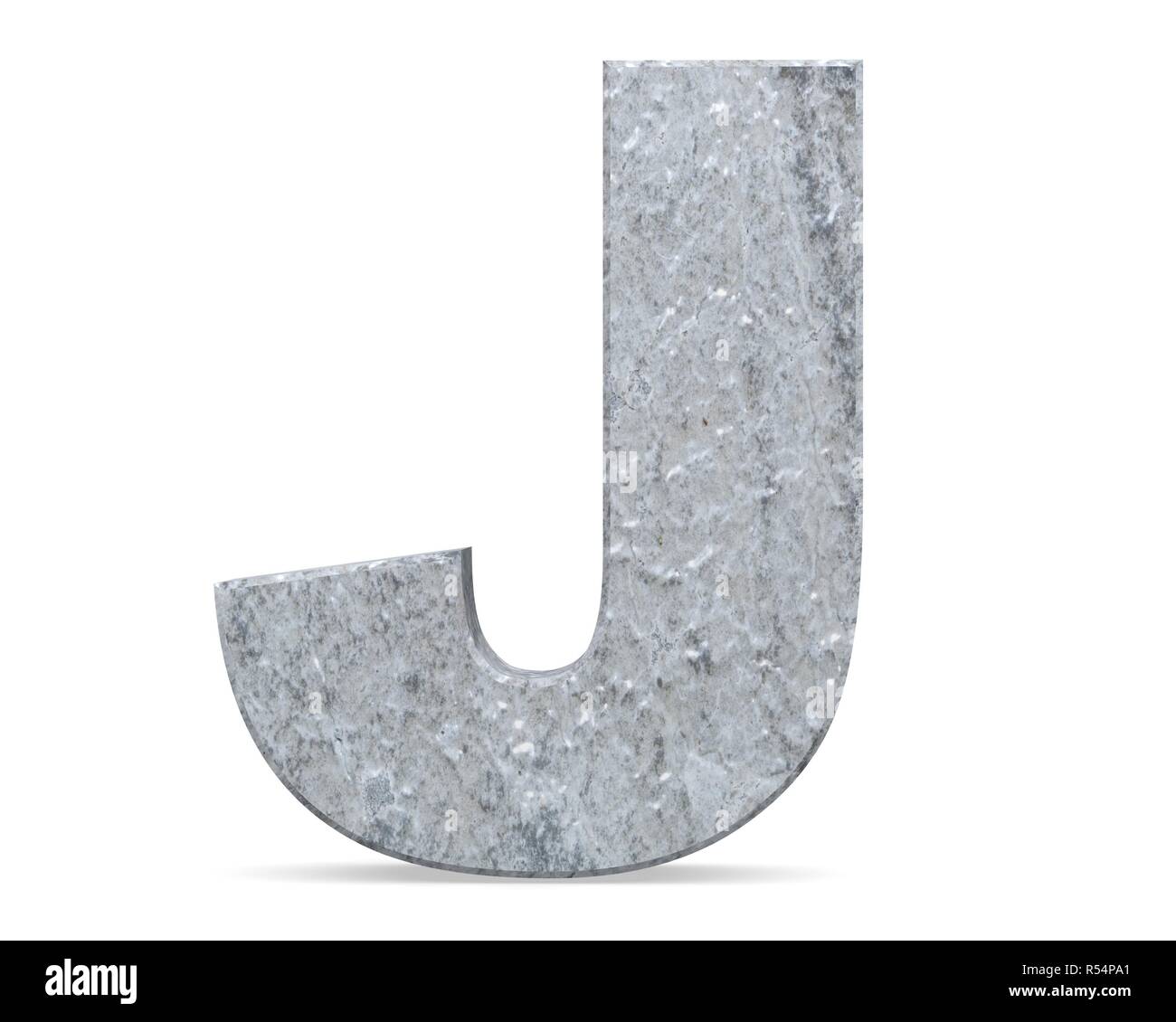 Concrete Capital Letter - J isolated on white background . 3D render ...