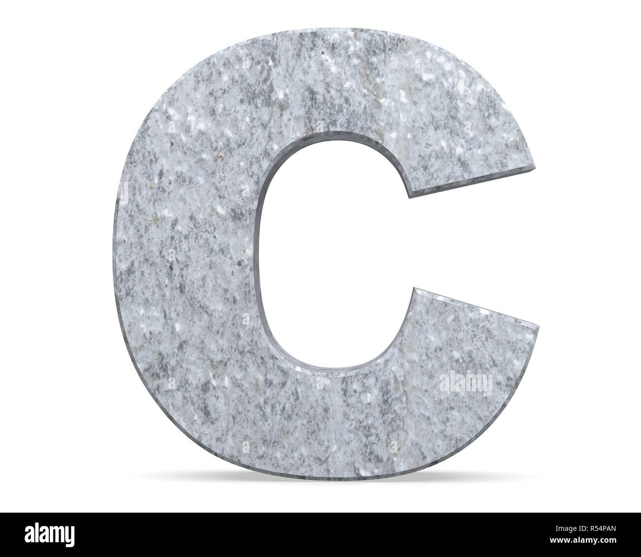 Concrete Capital Letter - C isolated on white background . 3D render ...