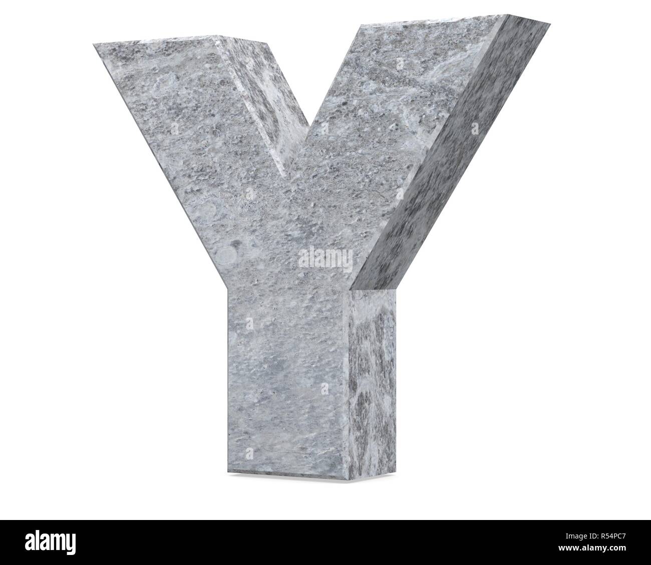 Concrete Capital Letter - Y isolated on white background . 3D render ...