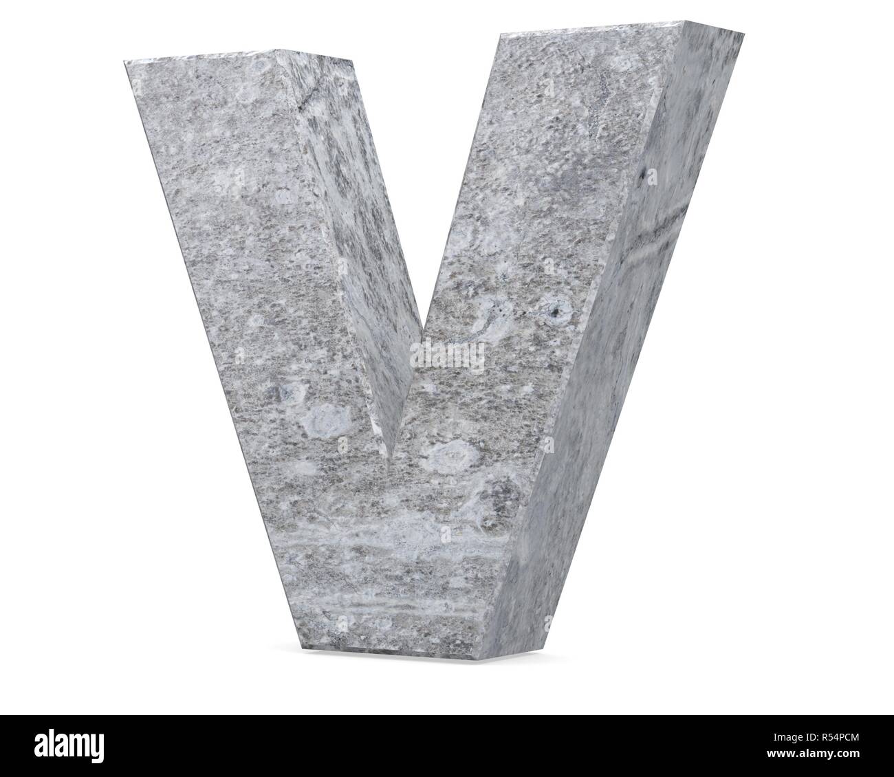 Concrete Capital Letter - V isolated on white background . 3D render ...
