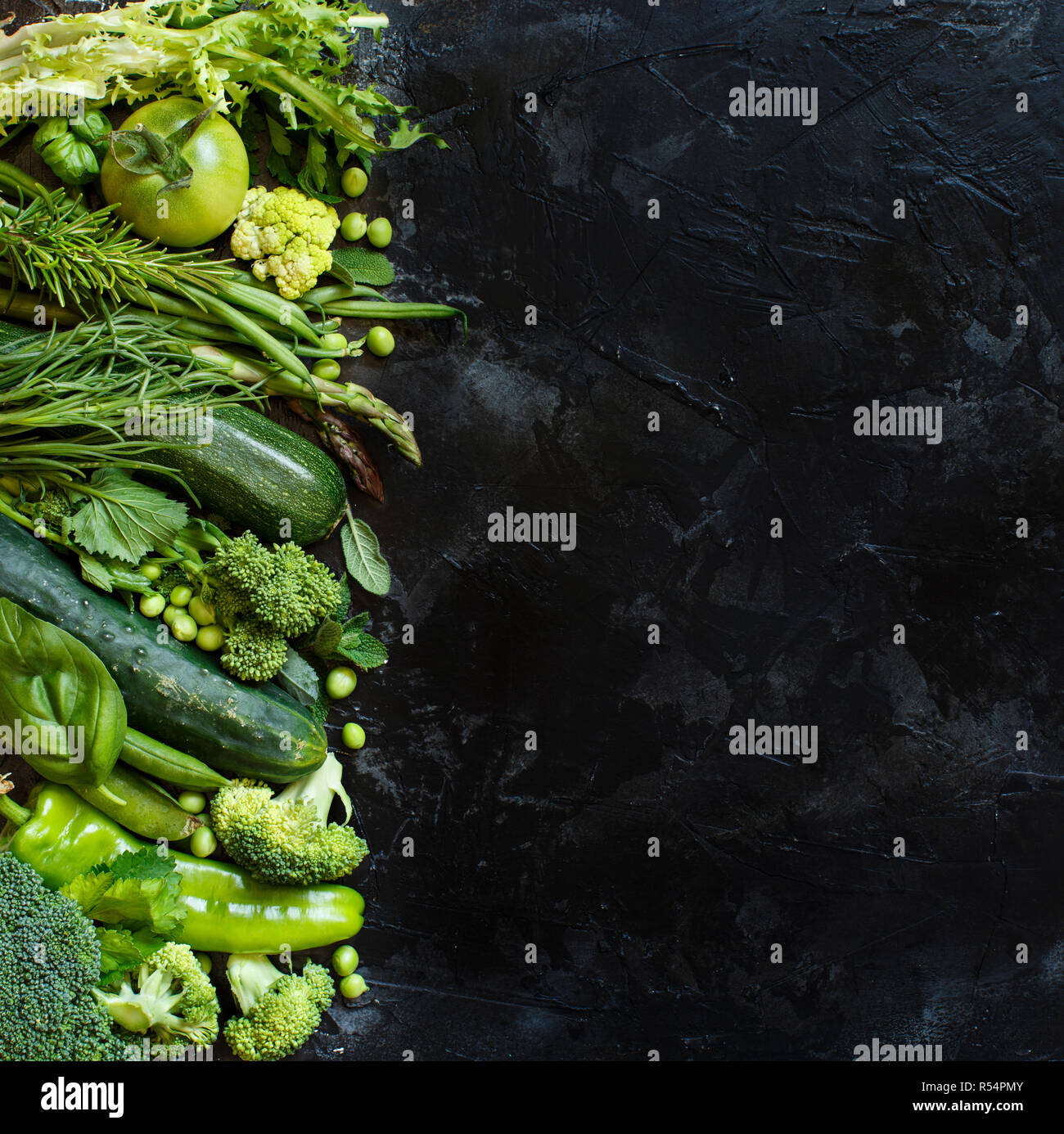 Green vegetables border Stock Photo - Alamy