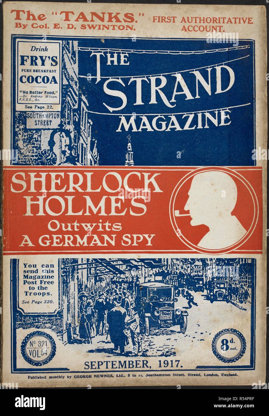 Sherlock Holmes outwits a German spy.' A silhouette of Sherlock Holmes ...