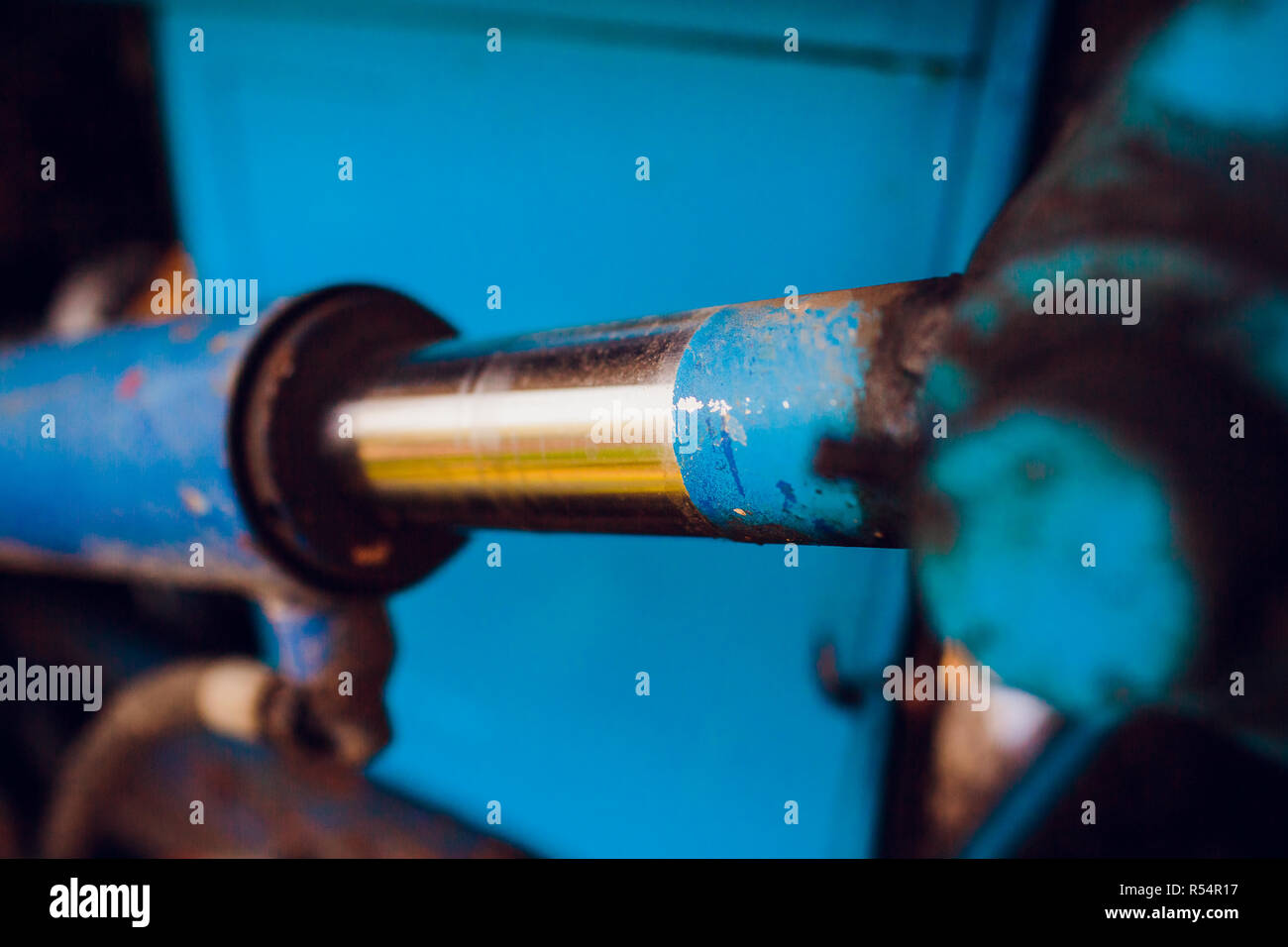 hydraulics tractor blue. focus on hydraulic pipes Stock Photo - Alamy
