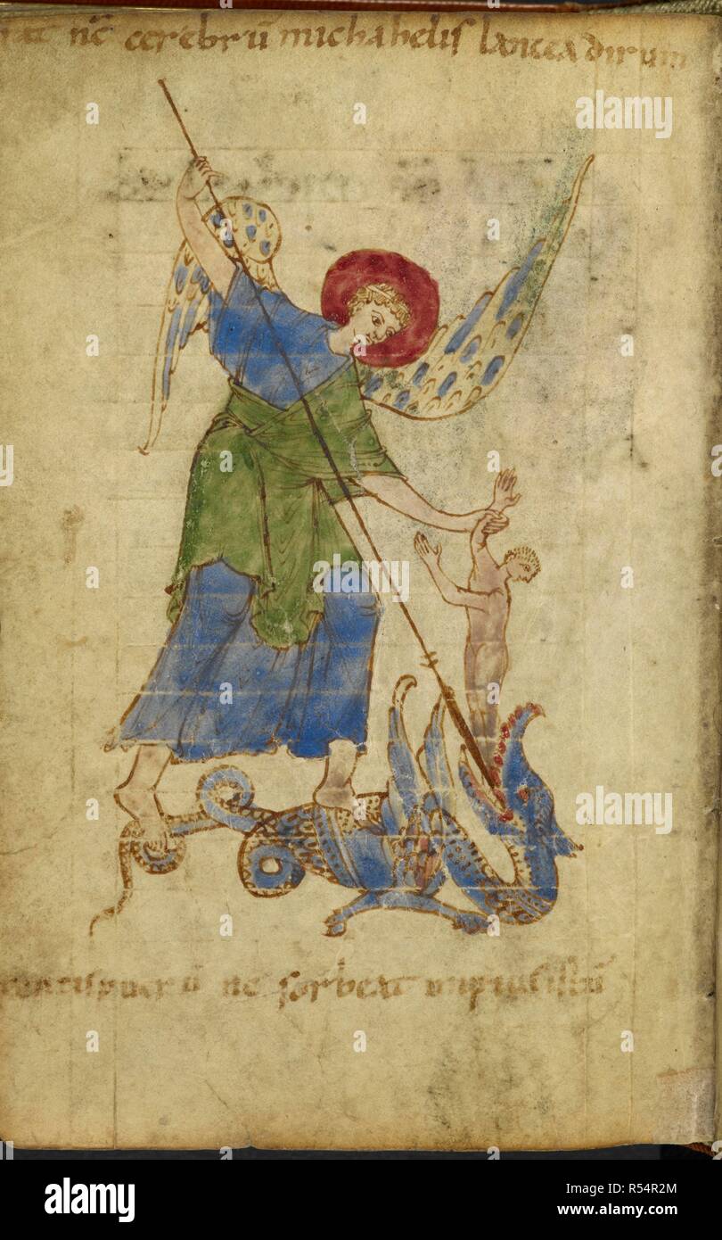 Michael slaying the dragon, and pulling a soul from the dragon's mouth ...