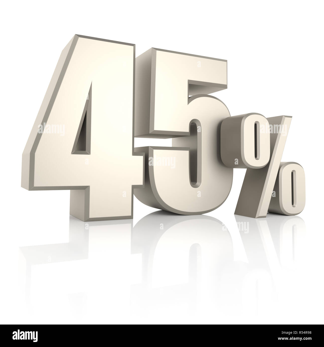45 percent isolated on white background. 3d render Stock Photo - Alamy