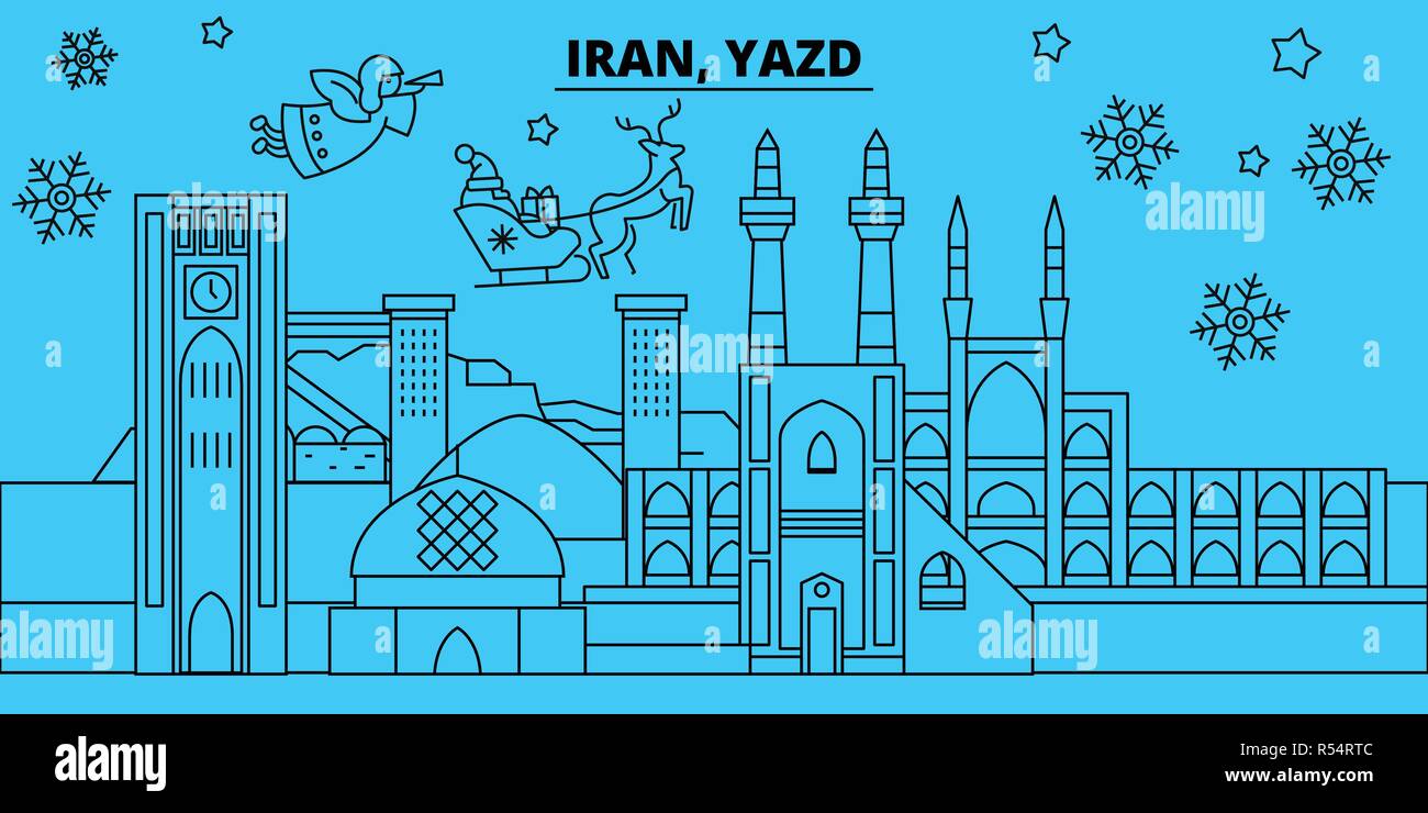 Iran, Yazd winter holidays skyline. Merry Christmas, Happy New Year ...