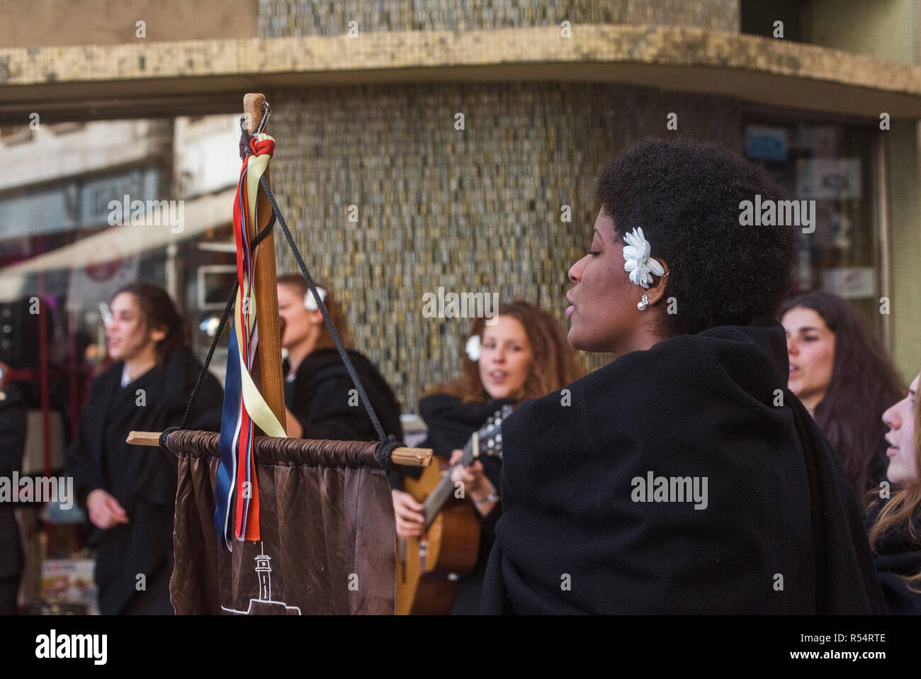 Celebrating the end of graduation courses in Coimbre, Portugal Stock ...