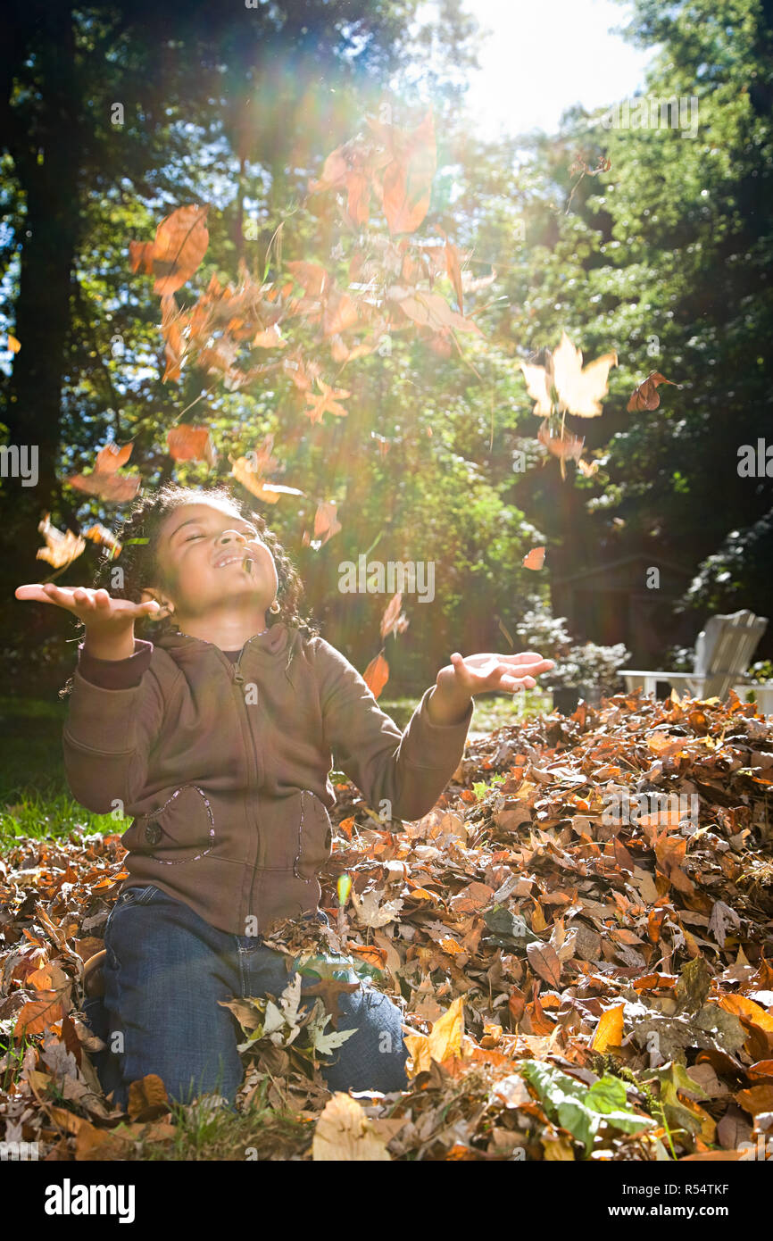 Family throwing leaves african american hi-res stock photography and ...