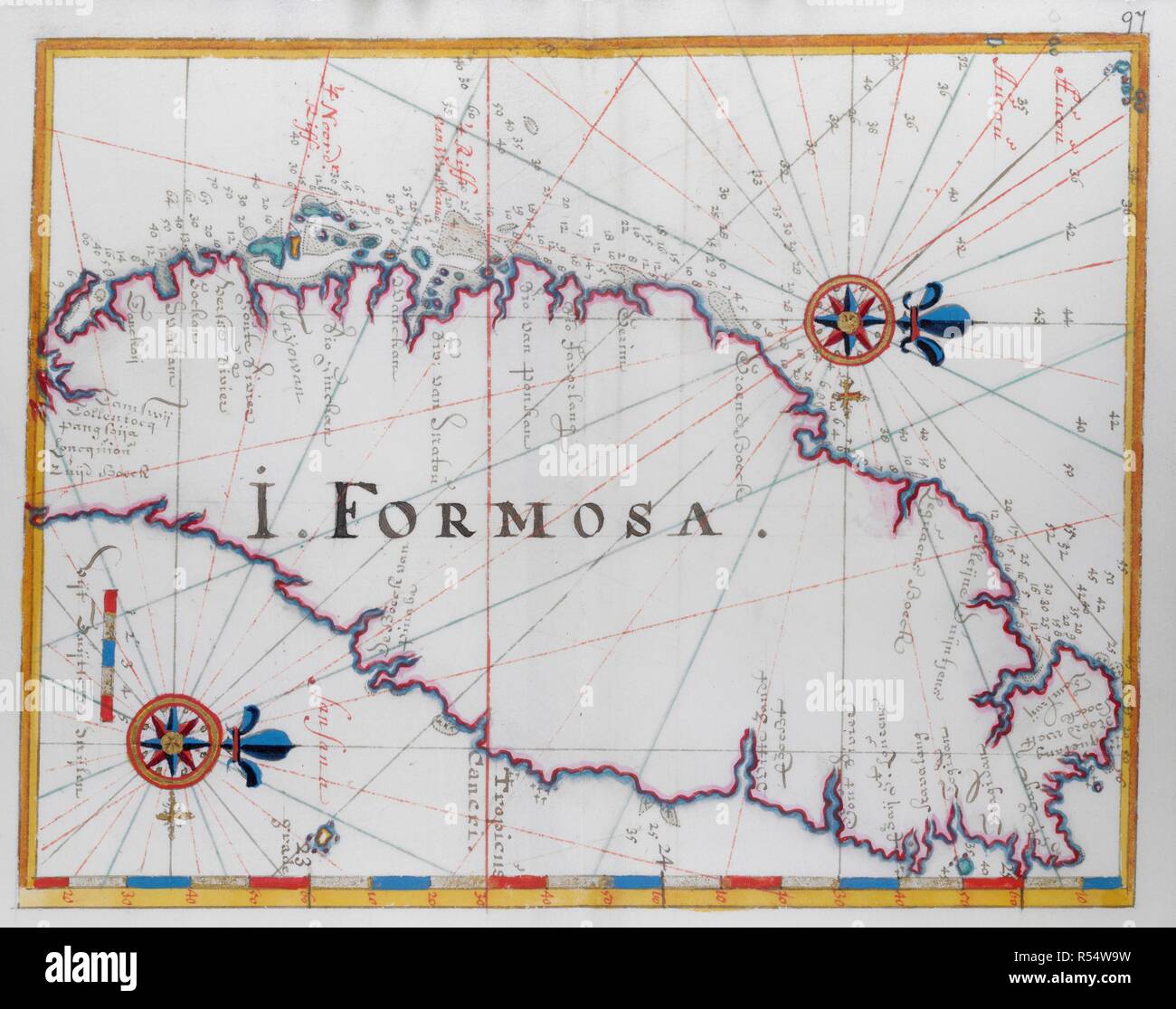 Island of Formosa (Taiwan). DUTCH PORTOLANO, containing forty-nine ...