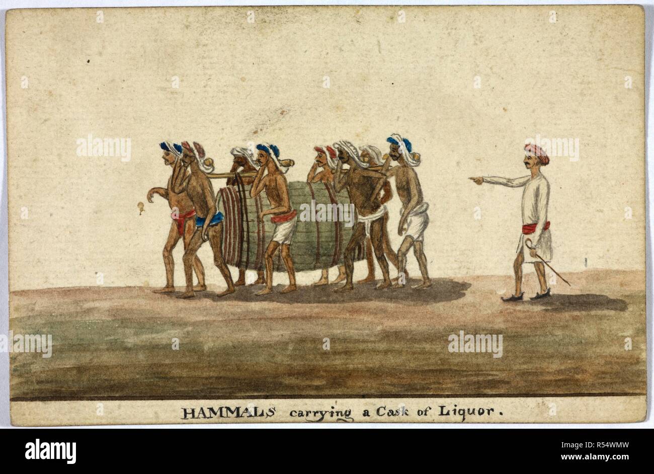 Hammals carrying a cask of liquor. Bombay Views and Costume. 1810-11 ...