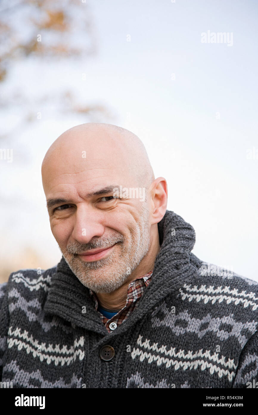 Smiling bald man Stock Photo - Alamy