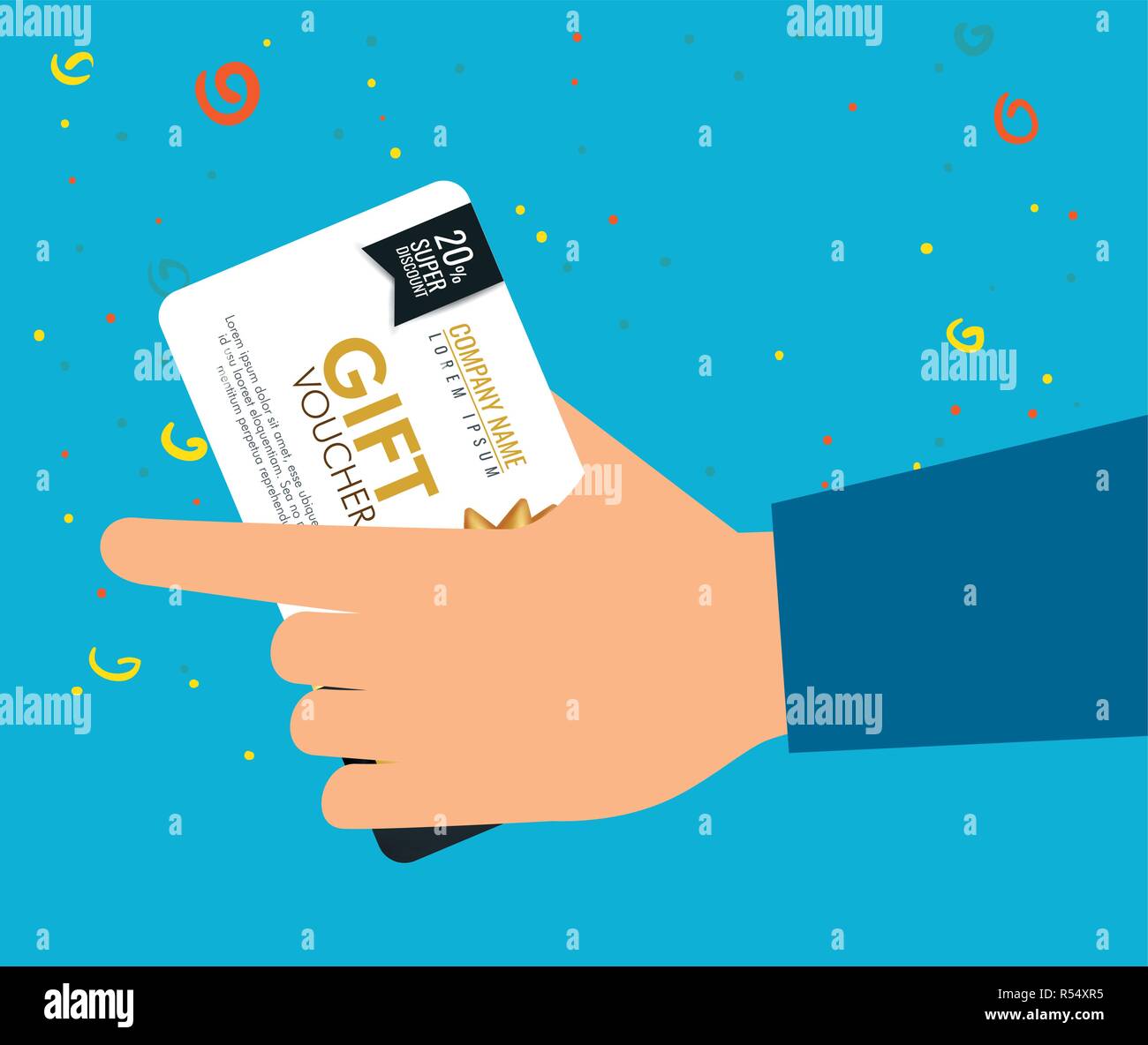 gift card with special sale in the hand vector illustration Stock ...