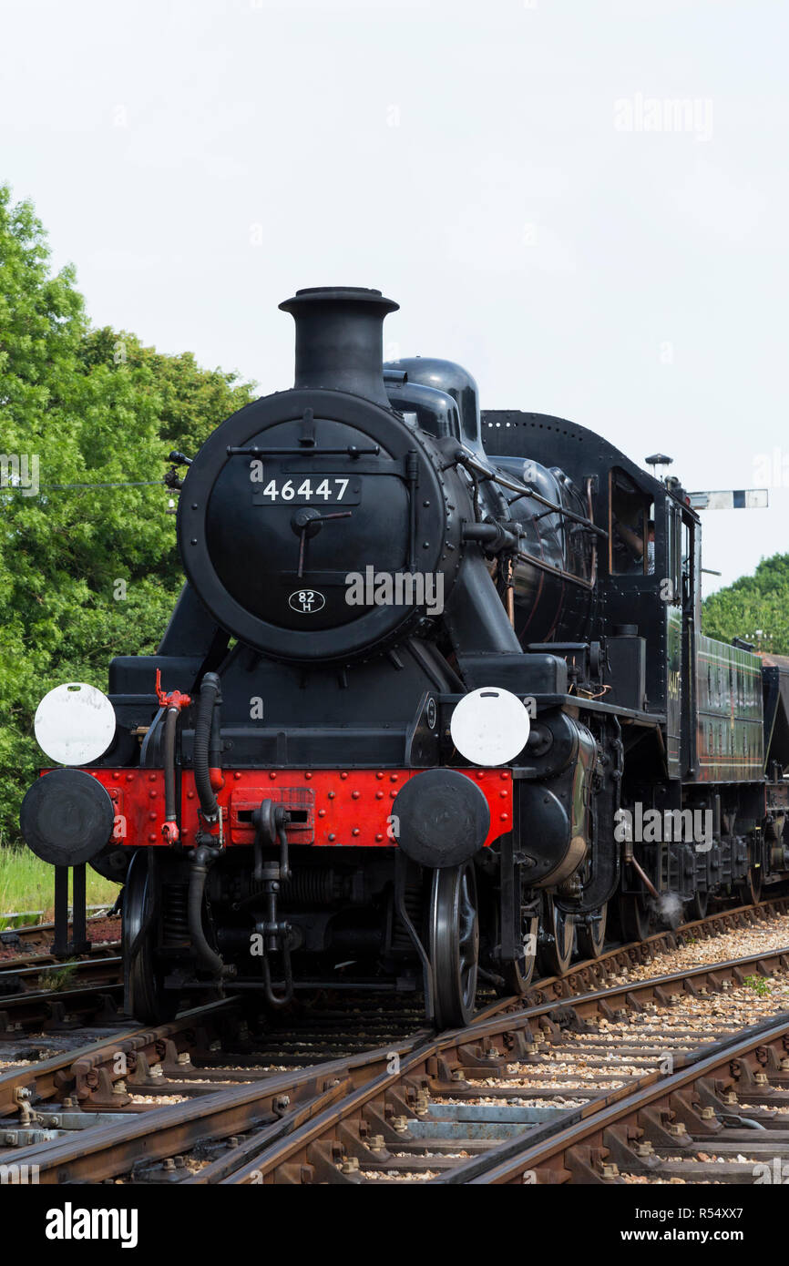 Steam train engine number 46447 running / working on the Isle of Wight ...
