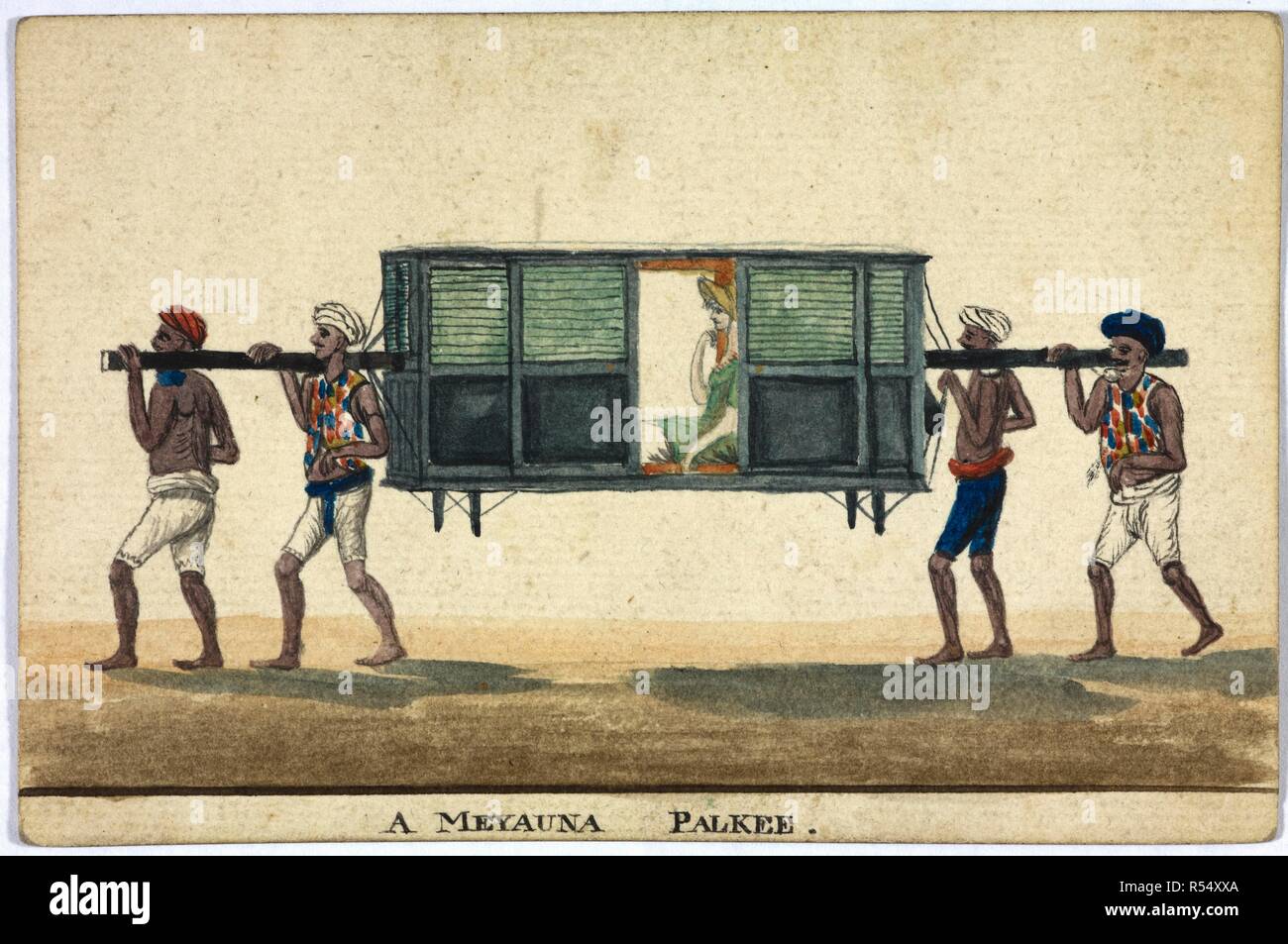 A Meyauna Palkee. Bombay Views and Costume. 1810-11. India. Source: WD ...