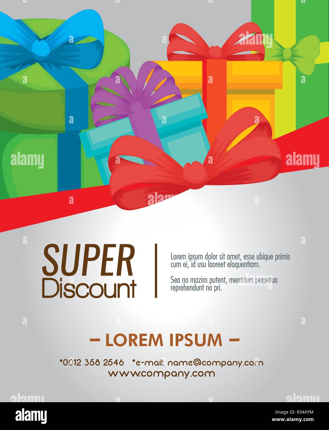 gift voucher with presents to sale discount vector illustration Stock ...