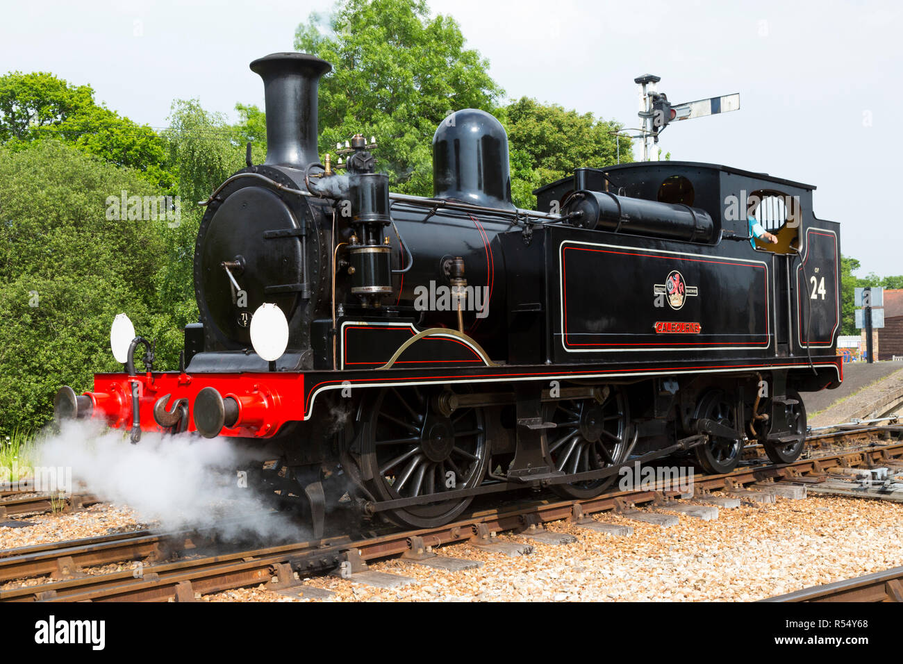 Steam engine train named 'Calbourne' running on the Isle of Wight steam ...