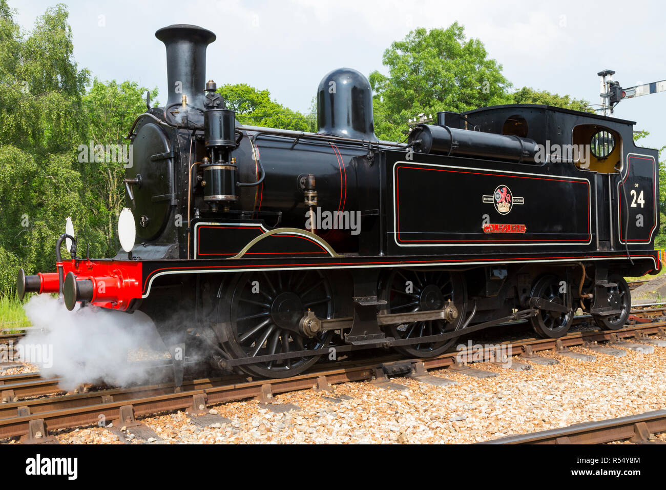 Steam engine train named 'Calbourne' running on the Isle of Wight steam ...