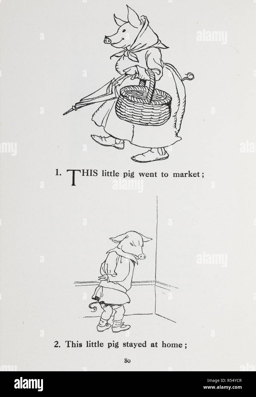 This little pig went to market - nursery rhyme. Mother Goose. The old ...