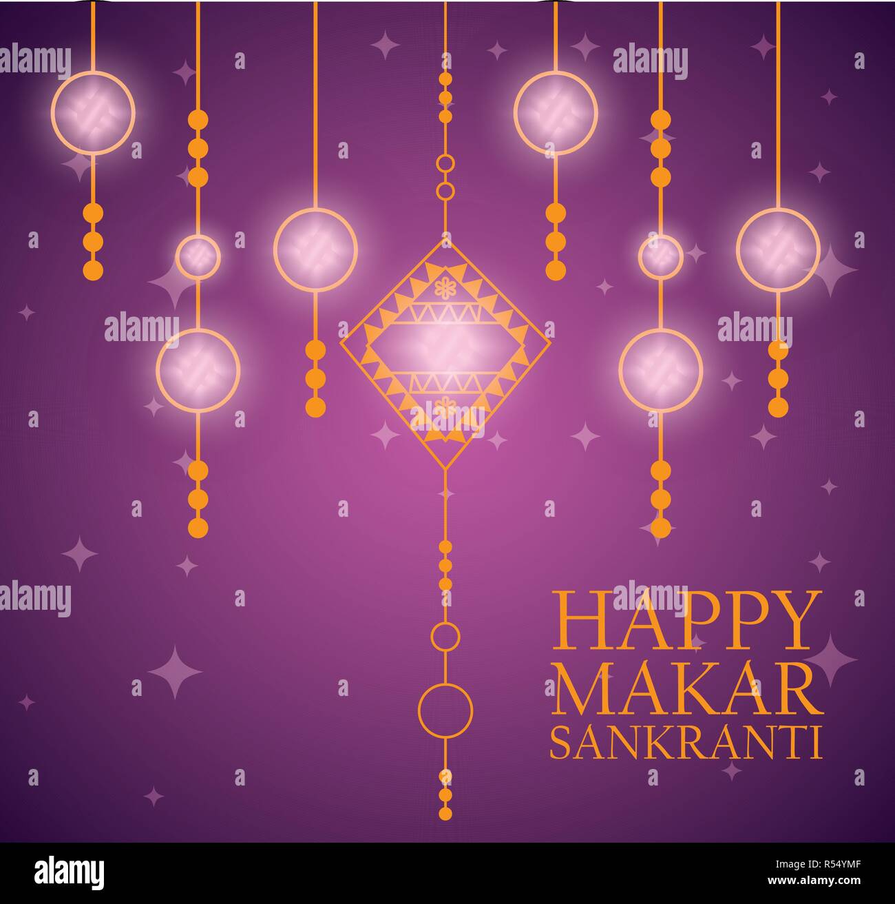 makar sankranti decoration lights hanging vector illustration Stock ...