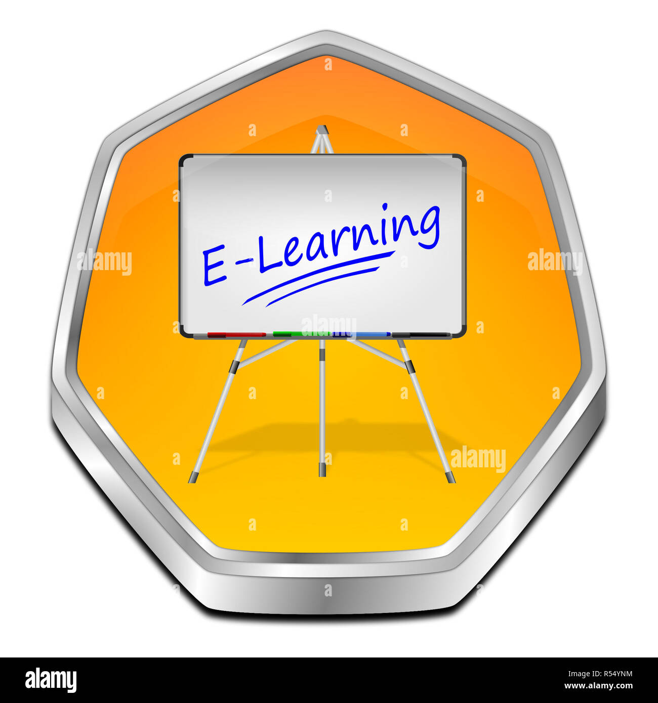 orange E-Learning Button - 3D illustration Stock Photo - Alamy