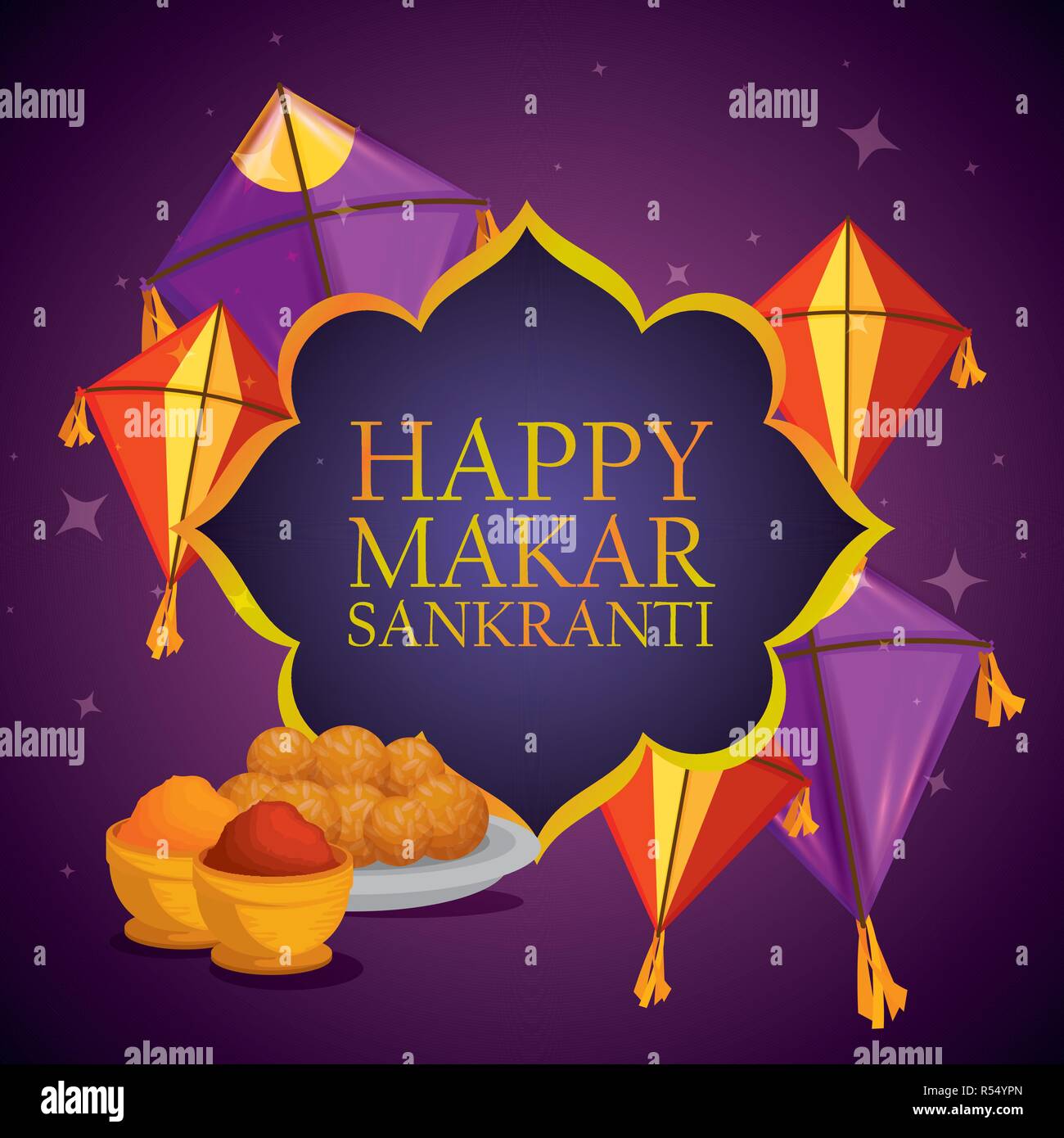 happy makar sankranti emblem ceremony vector illustration Stock Vector ...
