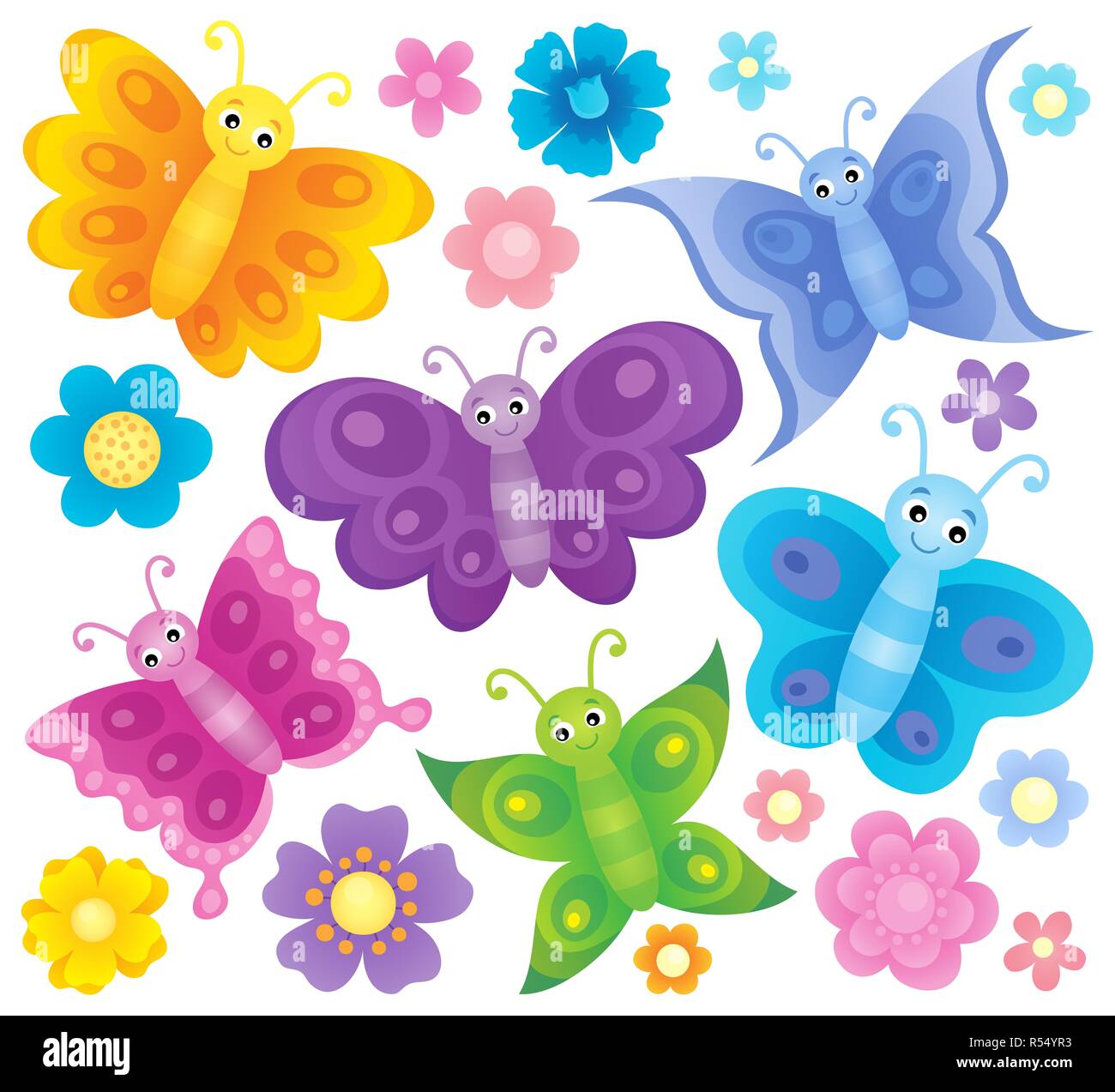 Stylized butterflies theme set 3 Stock Photo - Alamy