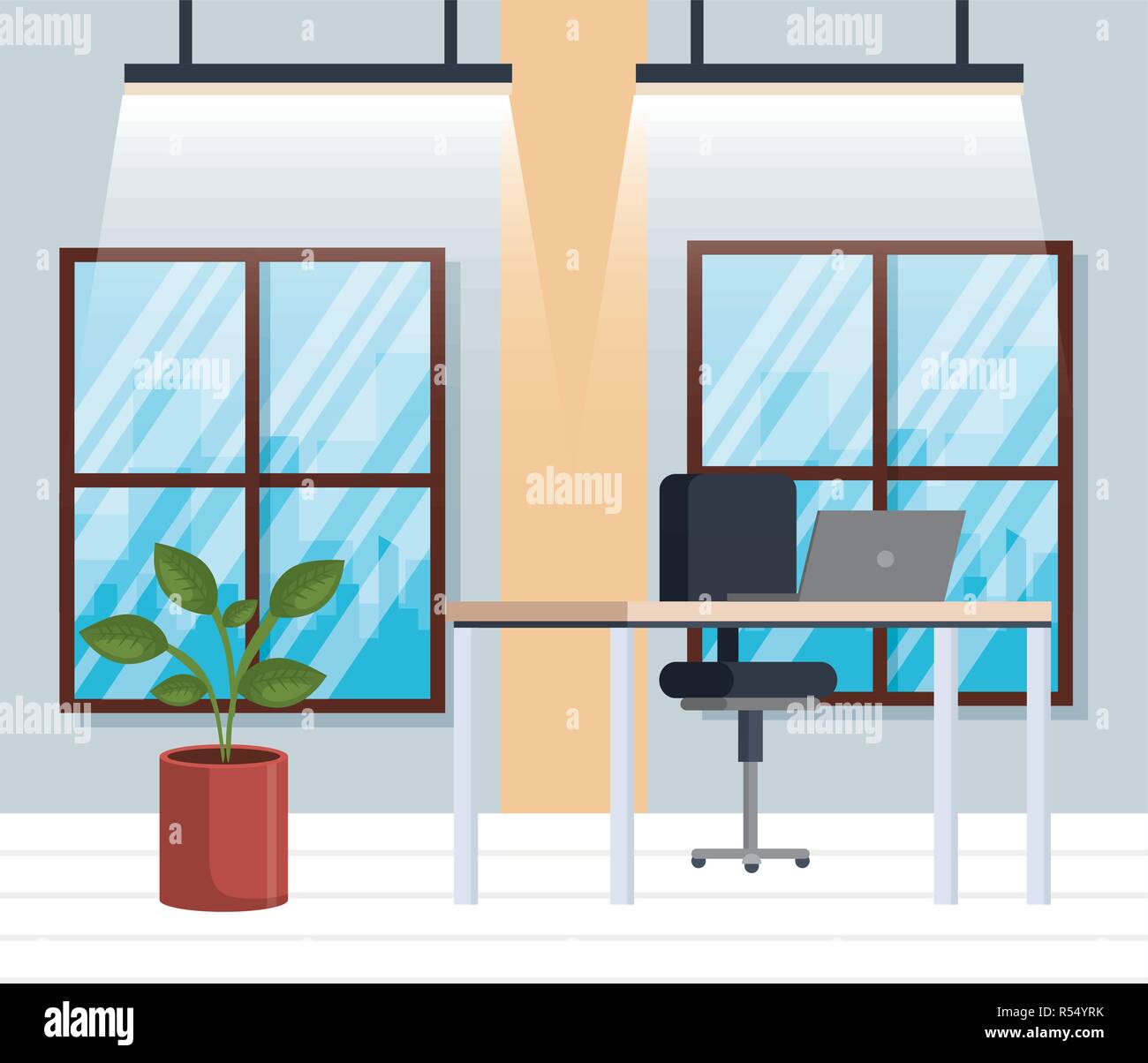 workplace office scene icon vector illustration design Stock Vector ...