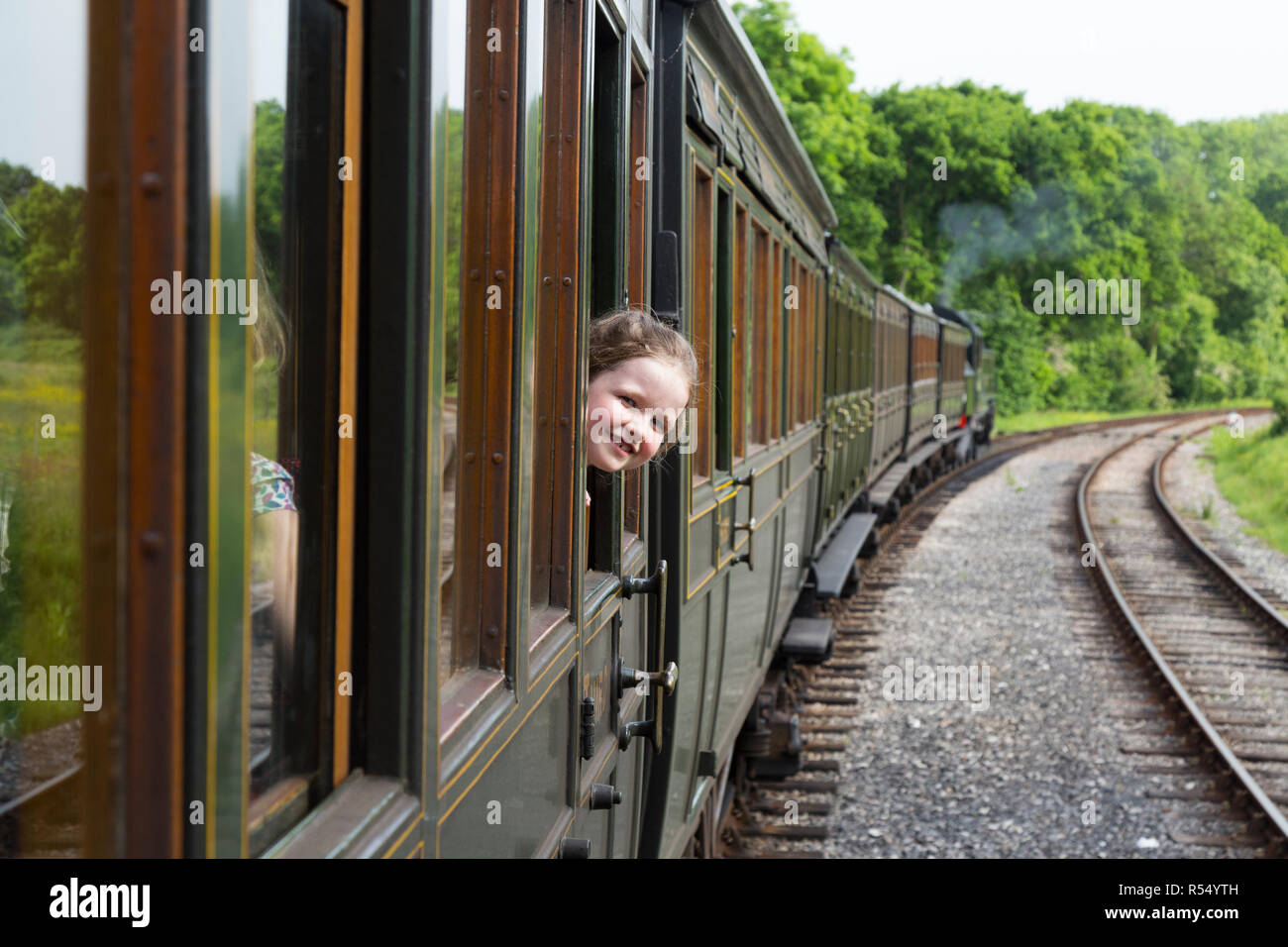 Child looking out of train window uk hi-res stock photography and ...