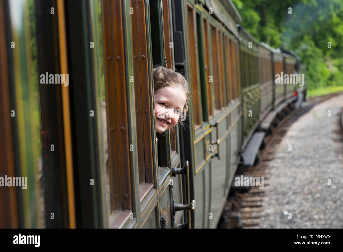 Girl Looking Out Of Train Window Stock Photos & Girl Looking Out Of ...