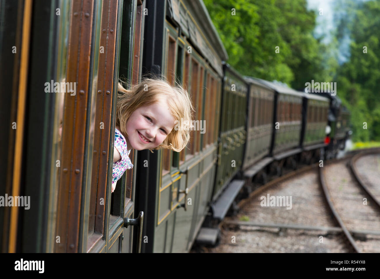 Girl Looking Out Of Train Window Stock Photos & Girl Looking Out Of ...