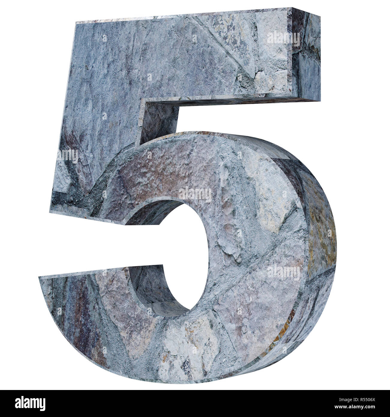 The number five - 5 of stone bricks. 3D Render Illustration Stock Photo ...