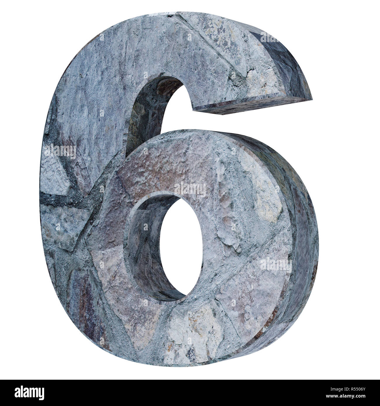 The number six - 6 of stone bricks. 3D Render Illustration Stock Photo ...
