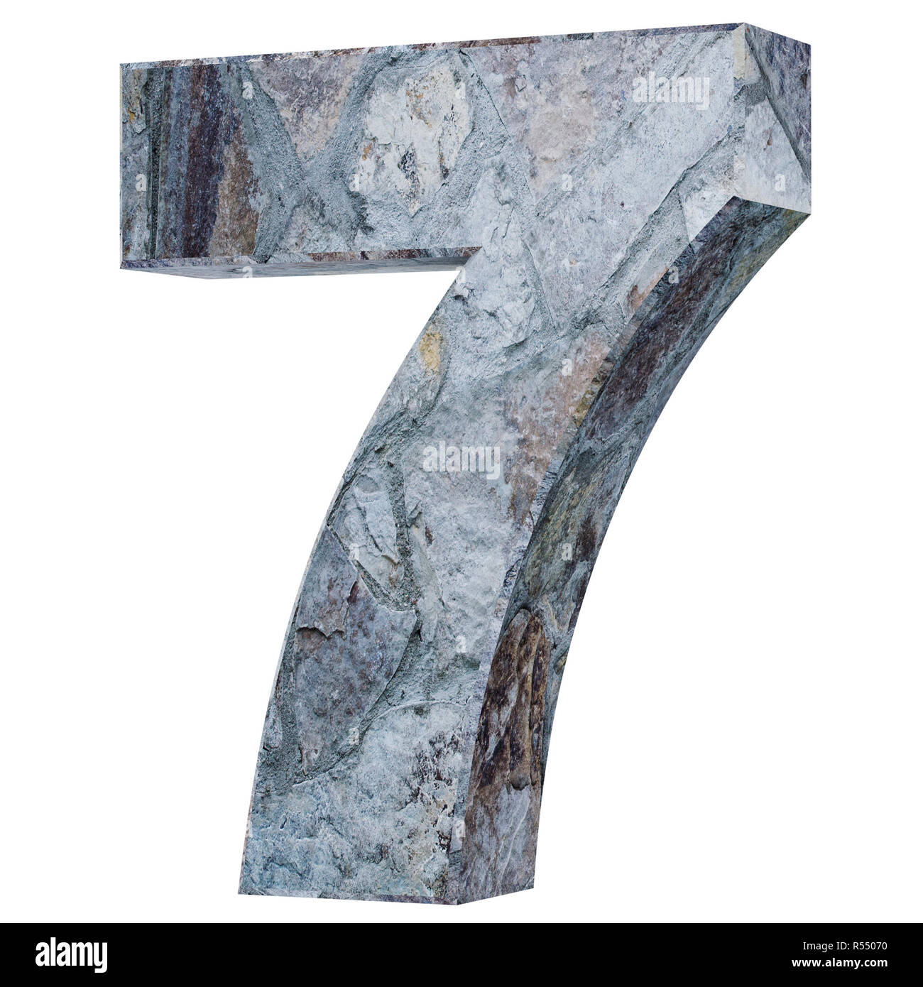 The number seven - 7 of stone bricks. 3D Render Illustration Stock ...