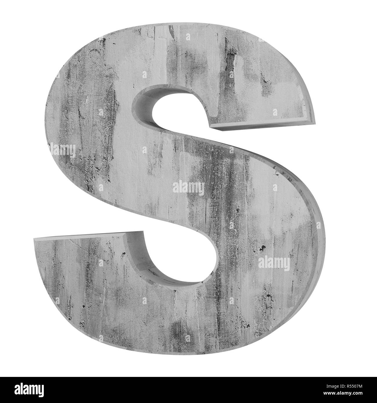 Concrete Capital Letter - S isolated on white background . 3D render ...
