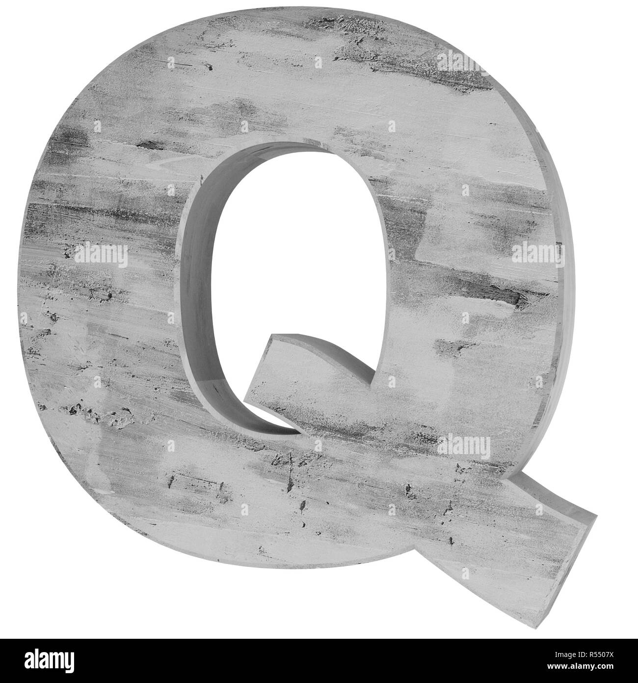 Concrete Capital Letter - Q isolated on white background . 3D render ...