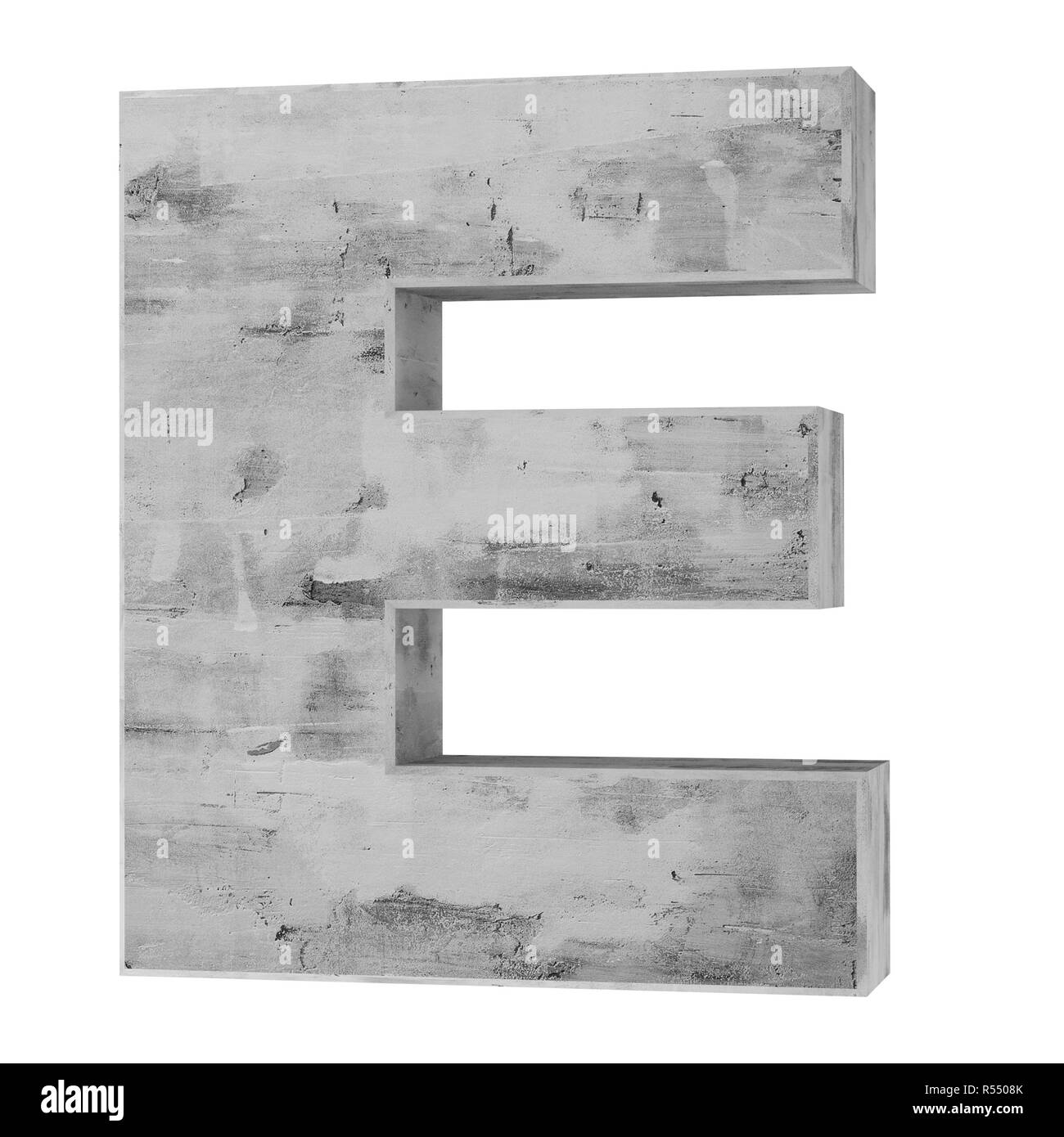 Concrete Capital Letter - E isolated on white background . 3D render ...