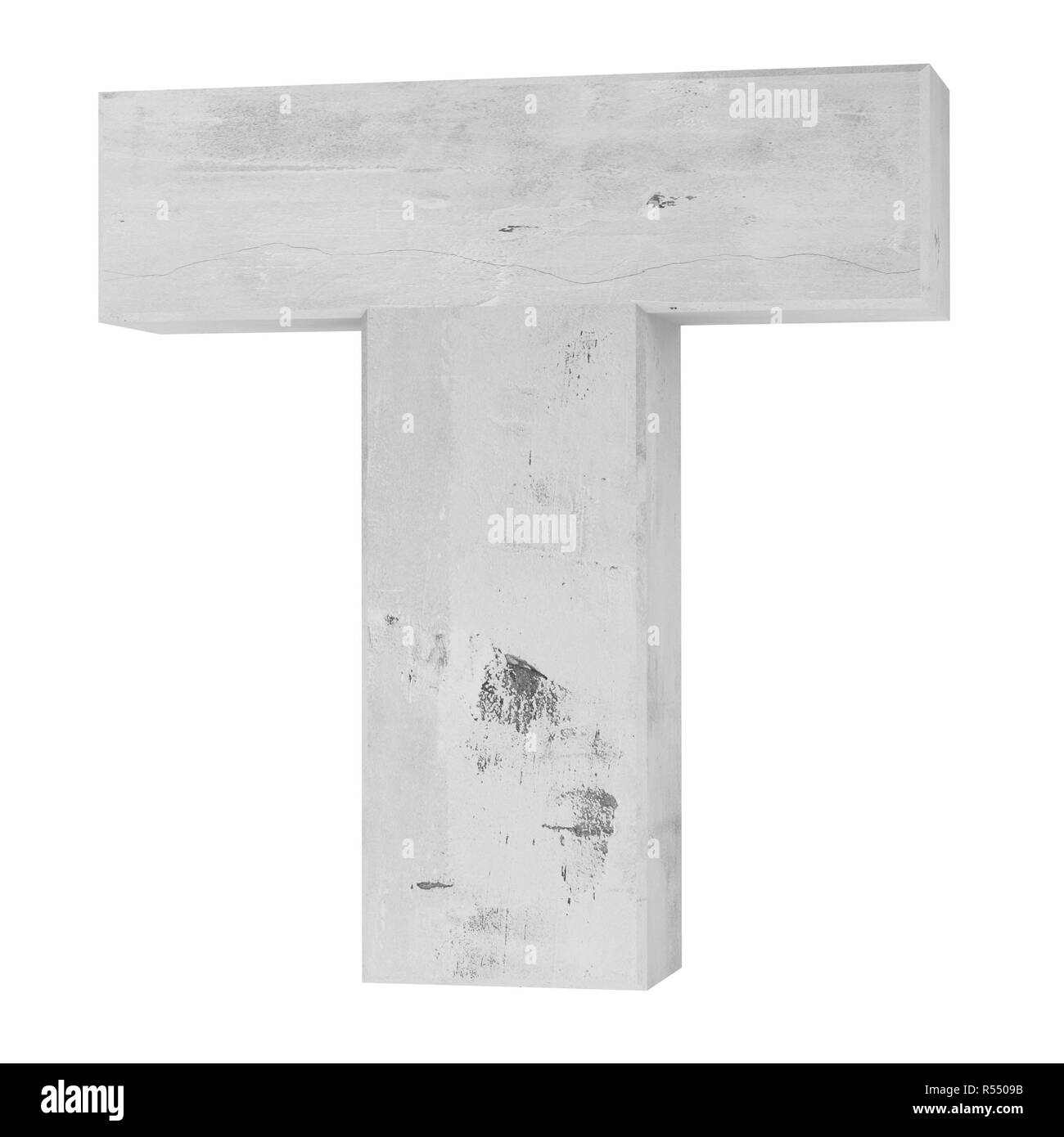 Concrete Capital Letter - T isolated on white background . 3D render ...