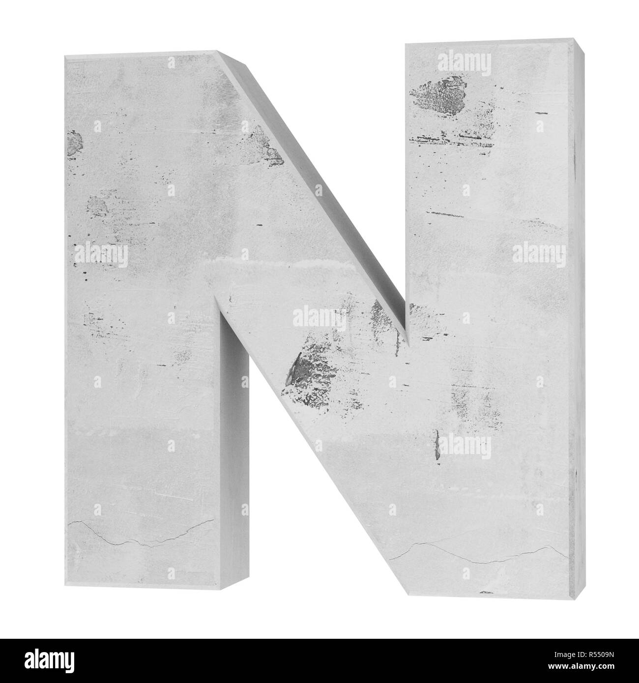 Concrete Capital Letter - N isolated on white background . 3D render ...