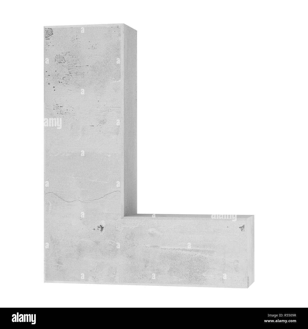 Concrete Capital Letter - L isolated on white background . 3D render ...