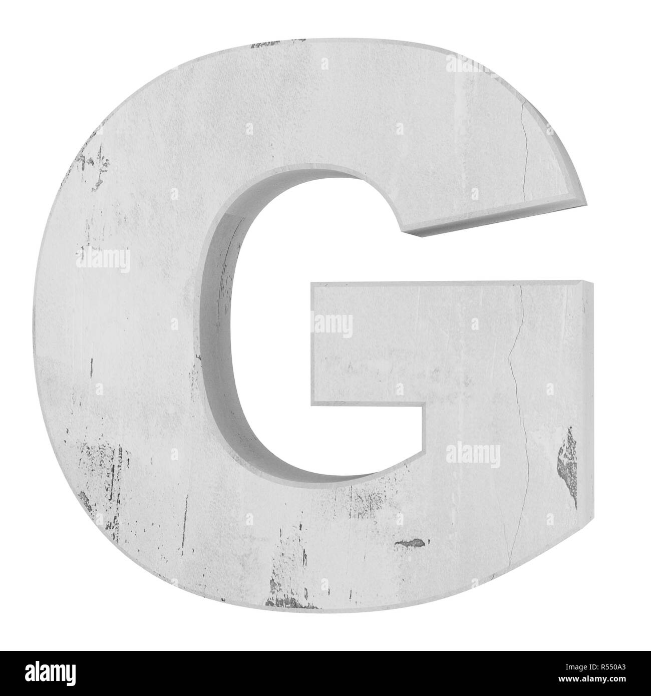 Concrete Capital Letter - G isolated on white background . 3D render ...