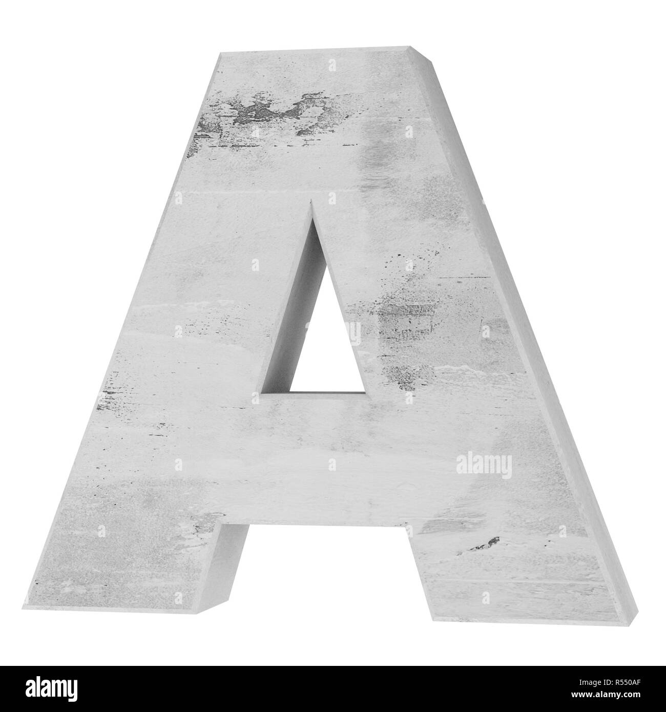 Concrete Capital Letter - A isolated on white background . 3D render ...