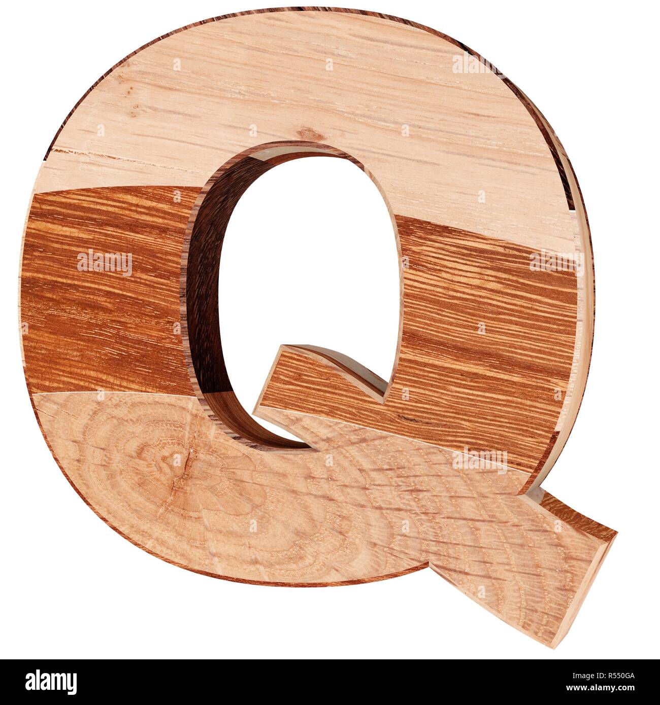 3D decorative wooden Alphabet, capital letter Q Stock Photo - Alamy