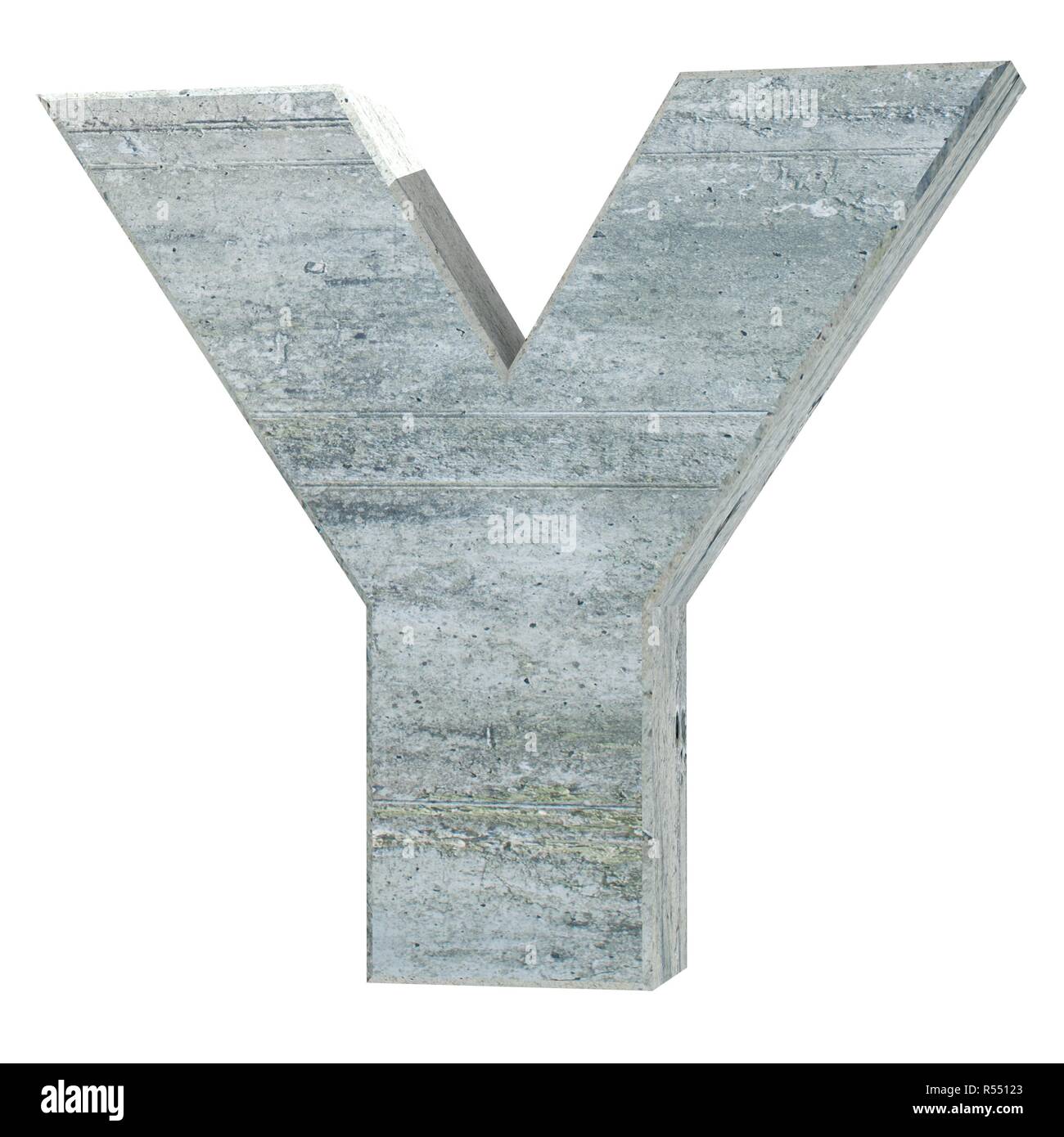 Concrete Capital Letter - Y isolated on white background . 3D render ...