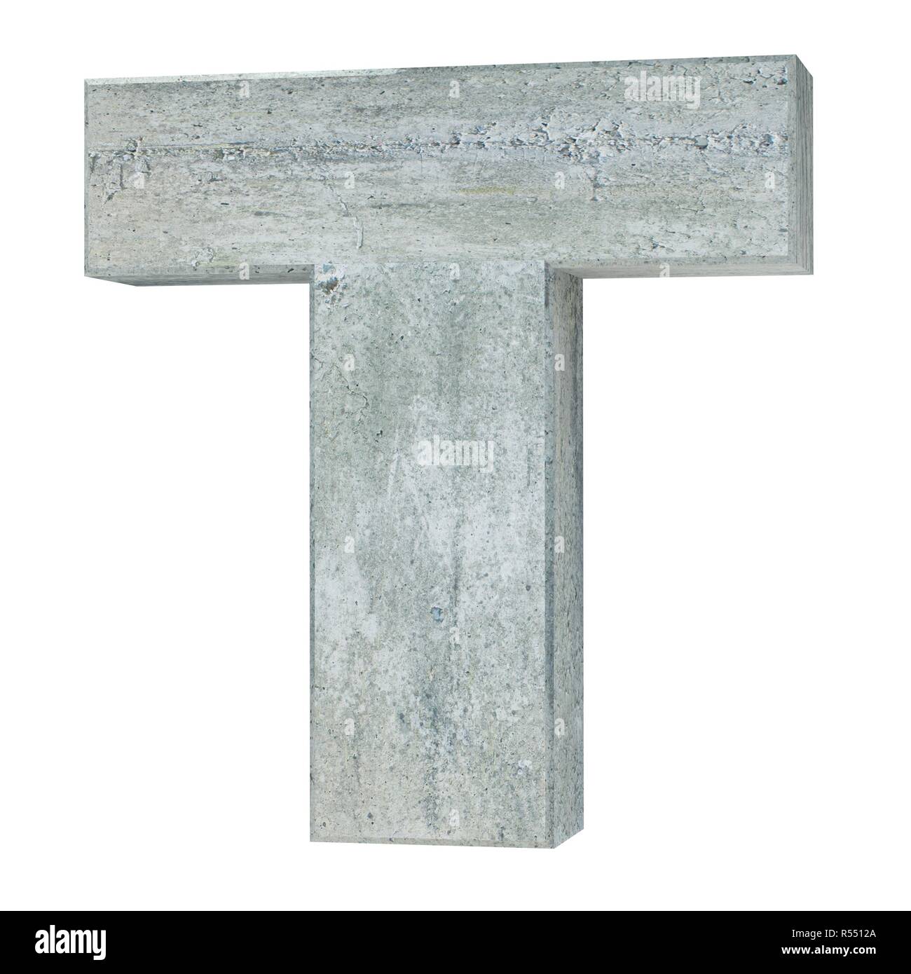 Concrete Capital Letter - T isolated on white background . 3D render ...