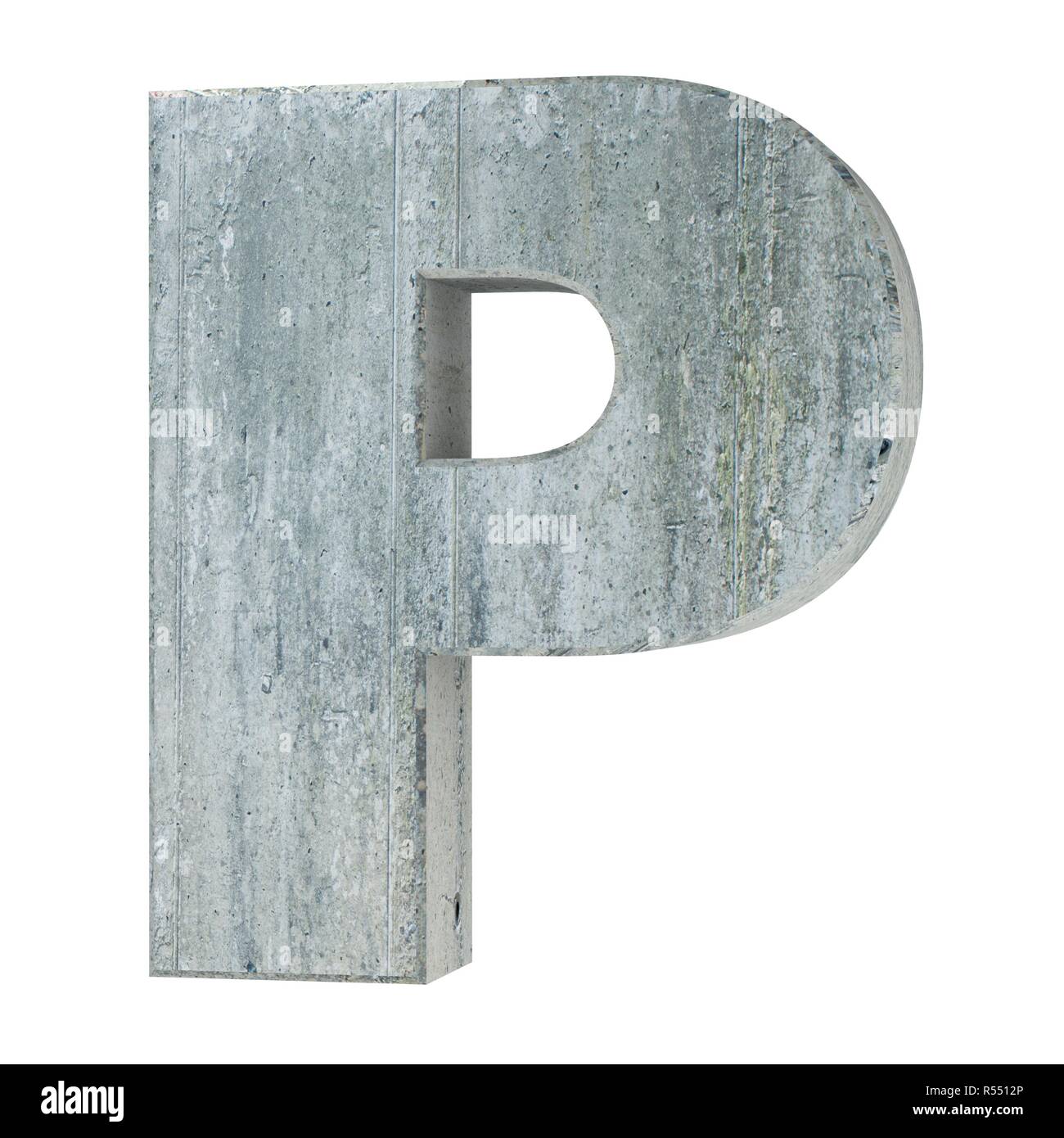 Concrete Capital Letter - P isolated on white background . 3D render ...