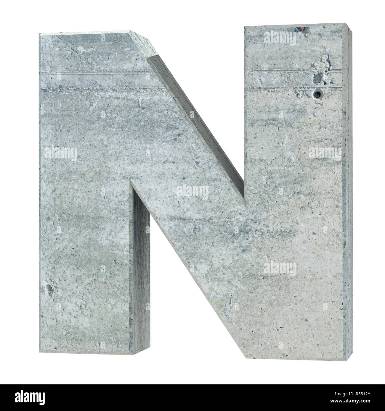 Concrete Capital Letter - N isolated on white background . 3D render ...