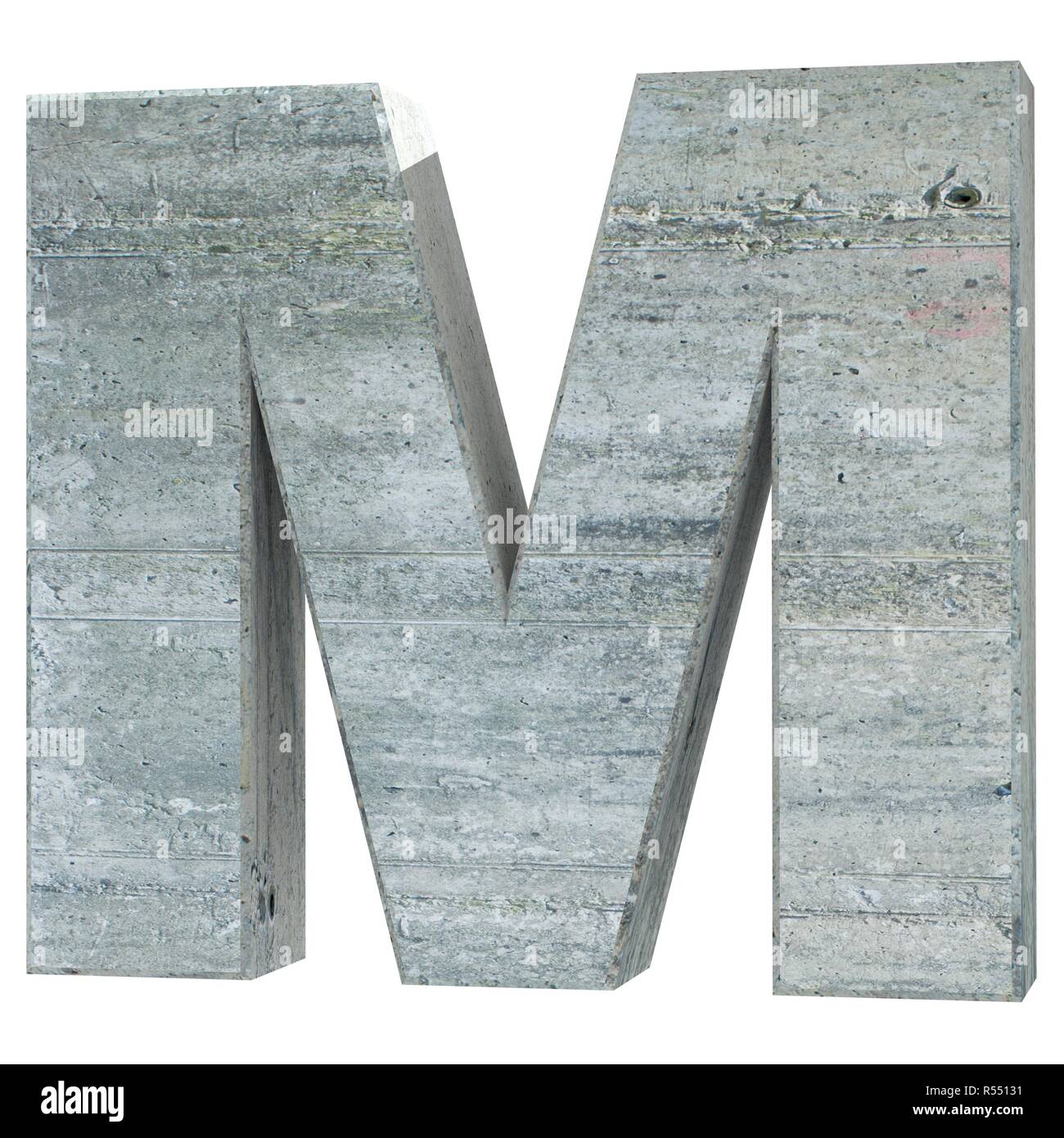 Concrete Capital Letter - M isolated on white background . 3D render ...