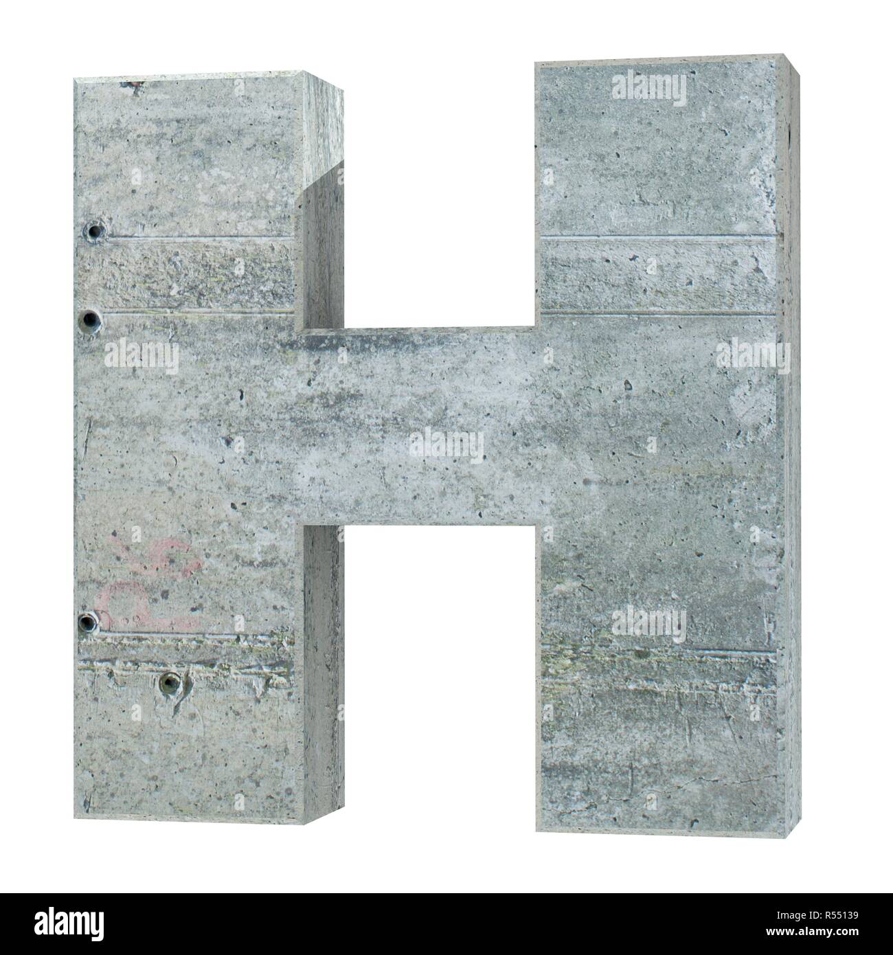 Concrete Capital Letter - H isolated on white background . 3D render ...
