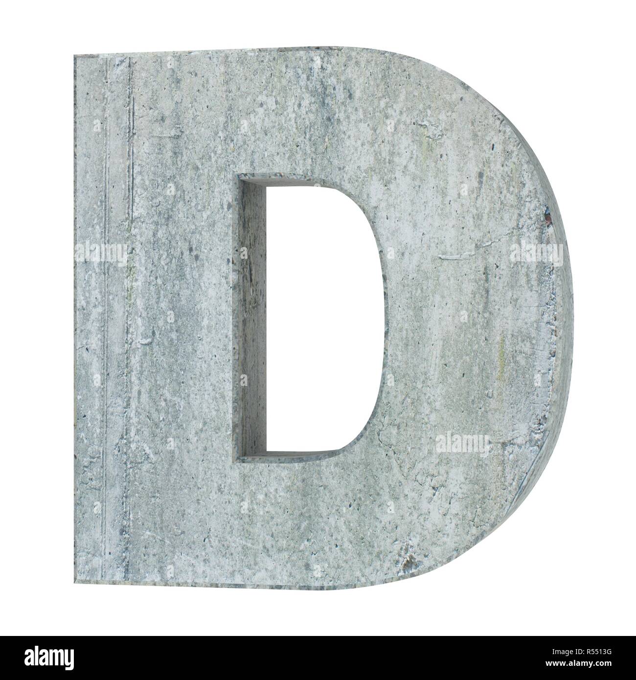 Concrete Capital Letter - D isolated on white background . 3D render ...