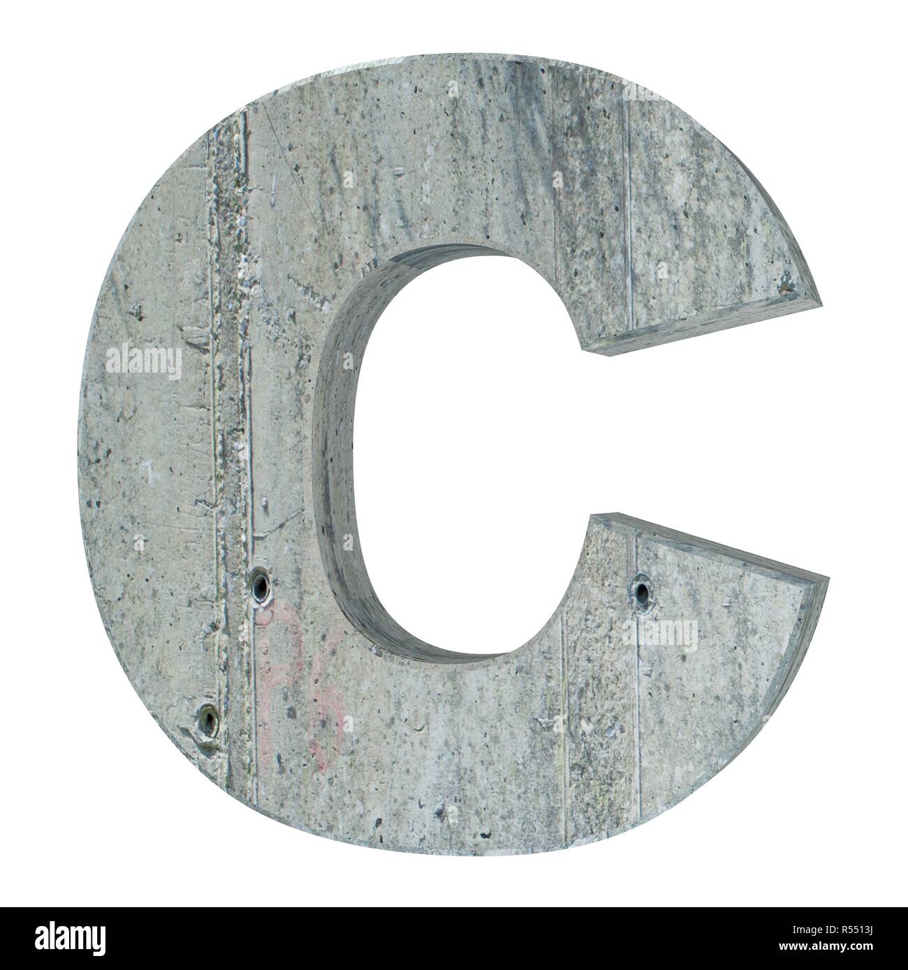 Concrete Capital Letter - C isolated on white background . 3D render ...